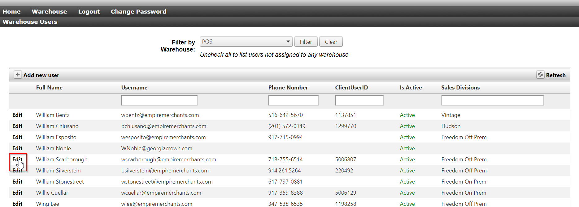 How to edit a warehouse user? – POS Warehouse Support