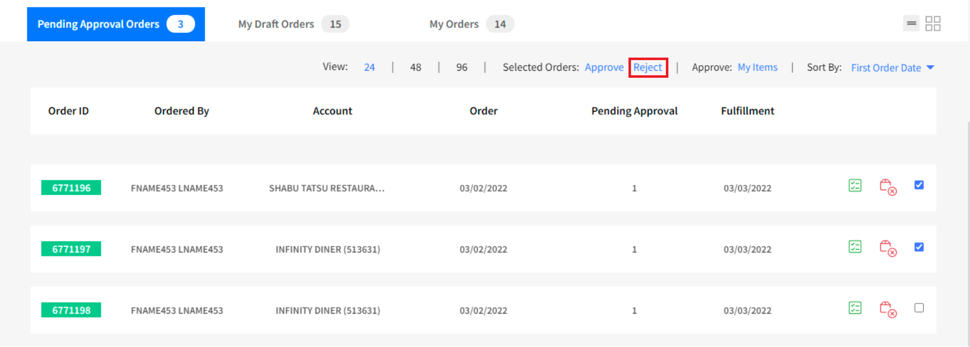 How to reject items from multiple orders? – POS Warehouse Support