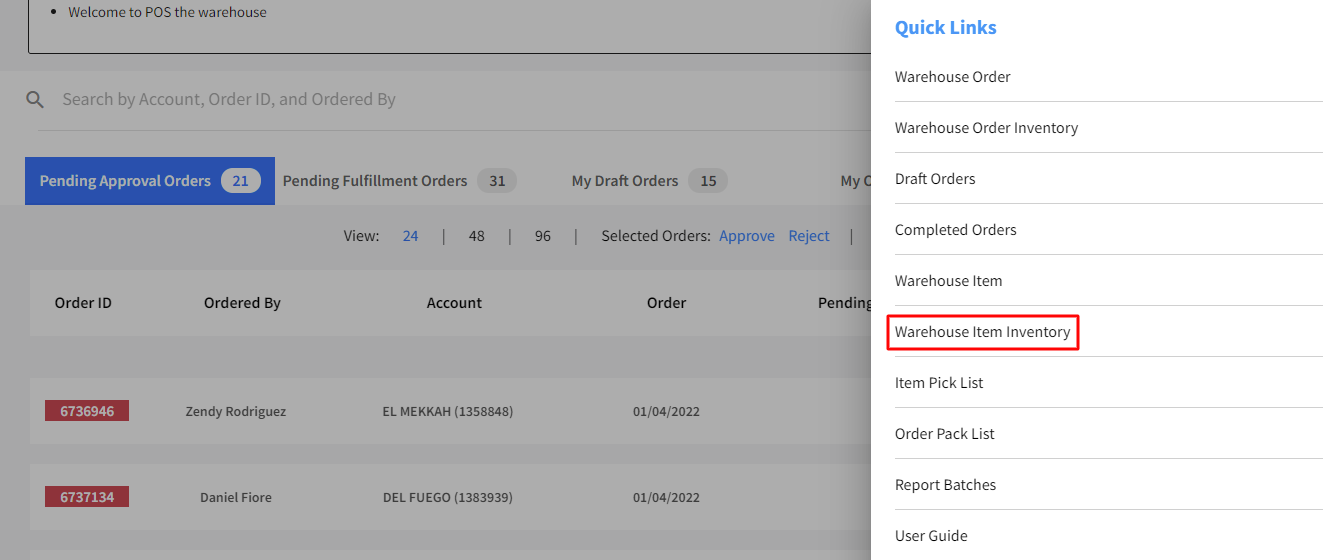 How to place an order for other users? – POS Warehouse Support